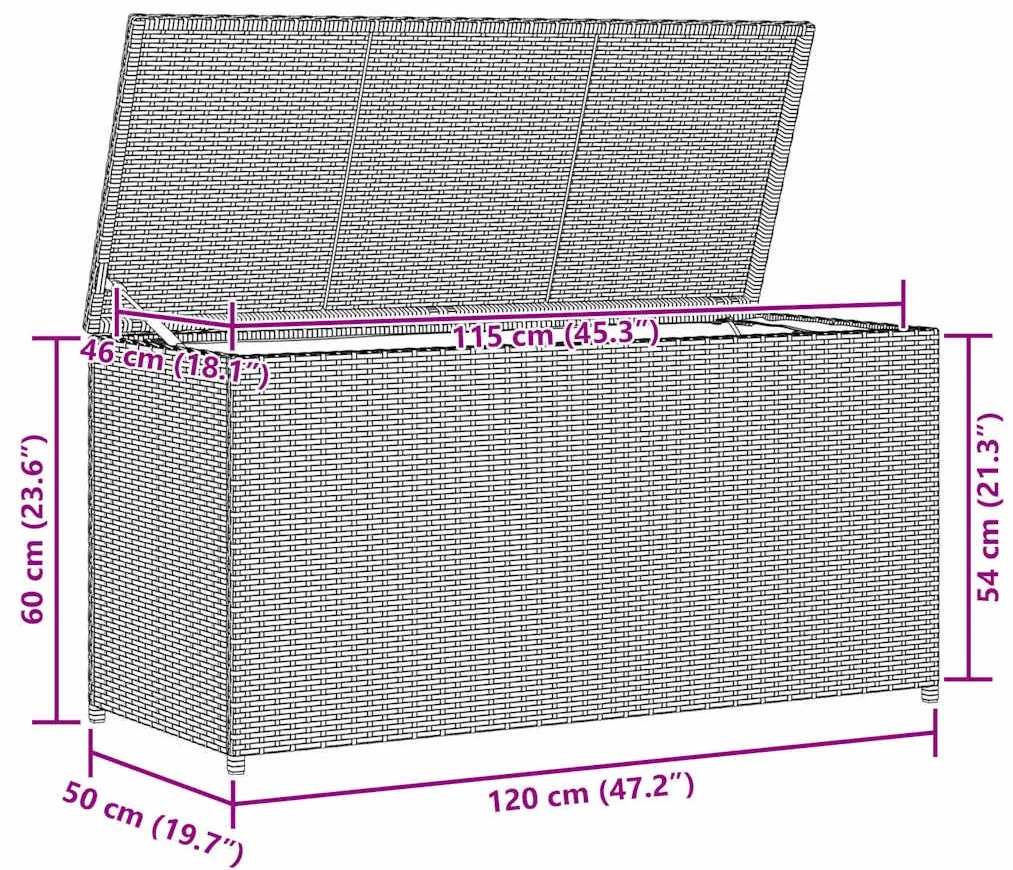 vidaXL Marketos Zahradní úložný box černý 120 x 50 x 60 cm polyratan