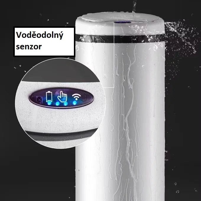 Bezdotykový odpadkový koš 30 l, bílý, nerezová ocel 109761