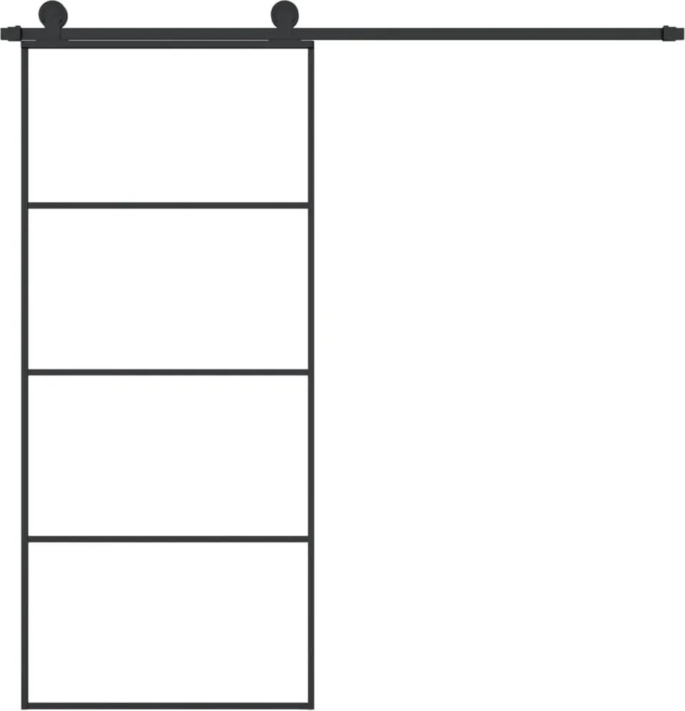 Posuvné dveře s kováním 90x205 cm ESG sklo a hliník 3152148