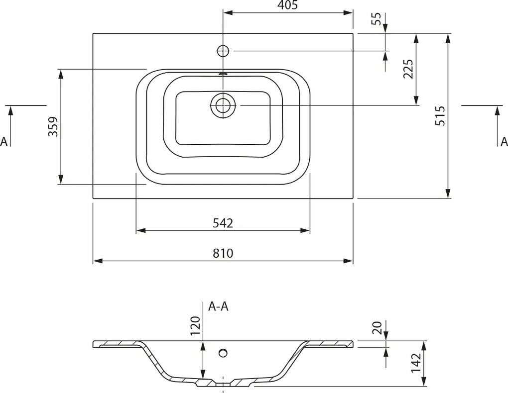 Sapho Sapho, ARECA umyvadlo, litý mramor, 81x51,5cm, bílá, AC081