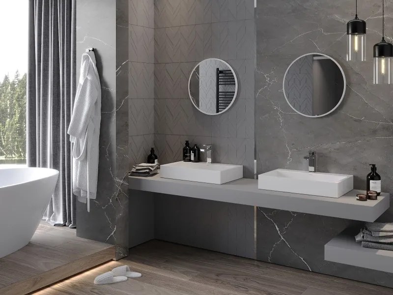 Mexen Loft kulaté koupelnové zrcadlo 50 cm, bílý rám - 9850-050-050-000-20