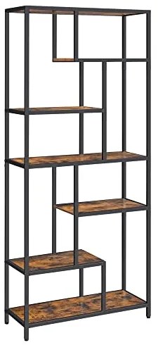 Knihovna, 6 polic, robustní design, 180x80x30 cm