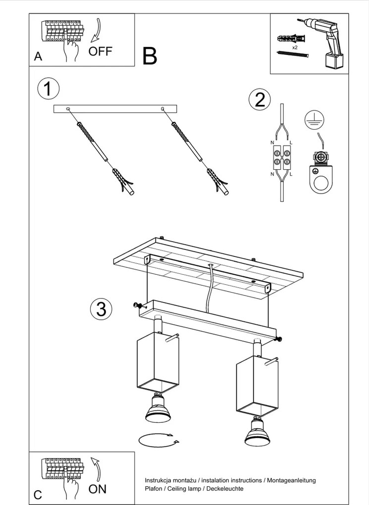 Sollux Lighting Stropní svítidlo MERIDA 2 bílé