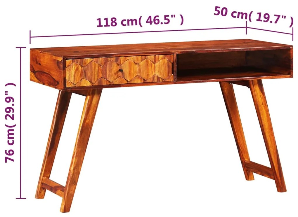 vidaXL Marketos Psací stůl z masivního akáciového dřeva 118 x 50 x 76 cm