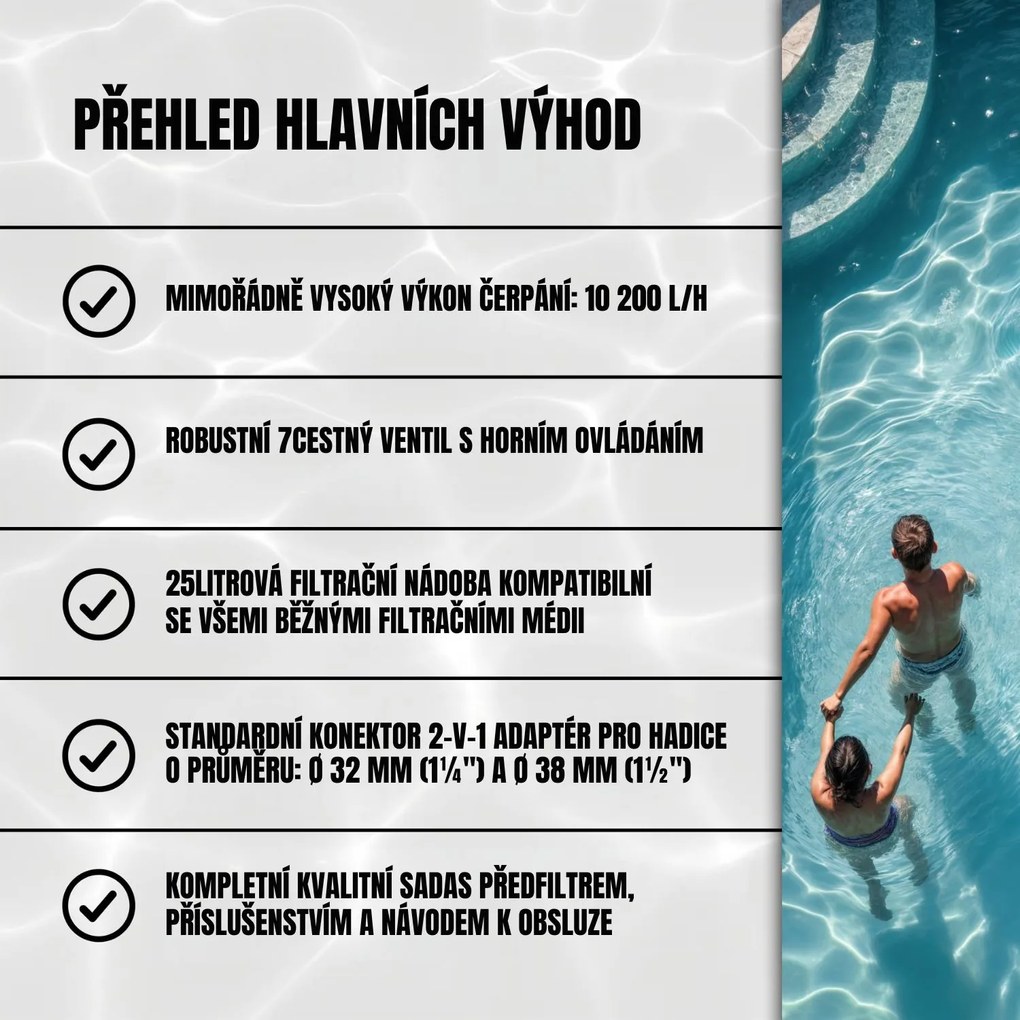 Písková filtrace k bazénu AQUA s filtračními kuličkami, 10 200 l/h, modrá Monzana