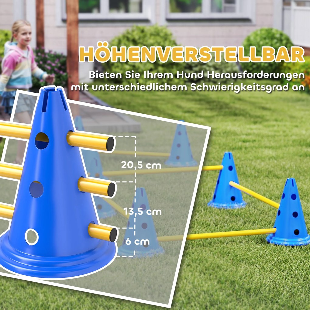 Agility set pro psy 6dílné agility vybavení pro výcvik psů Zásuvná sada překážek s 12 kužely 6 překážek Přepravní taška