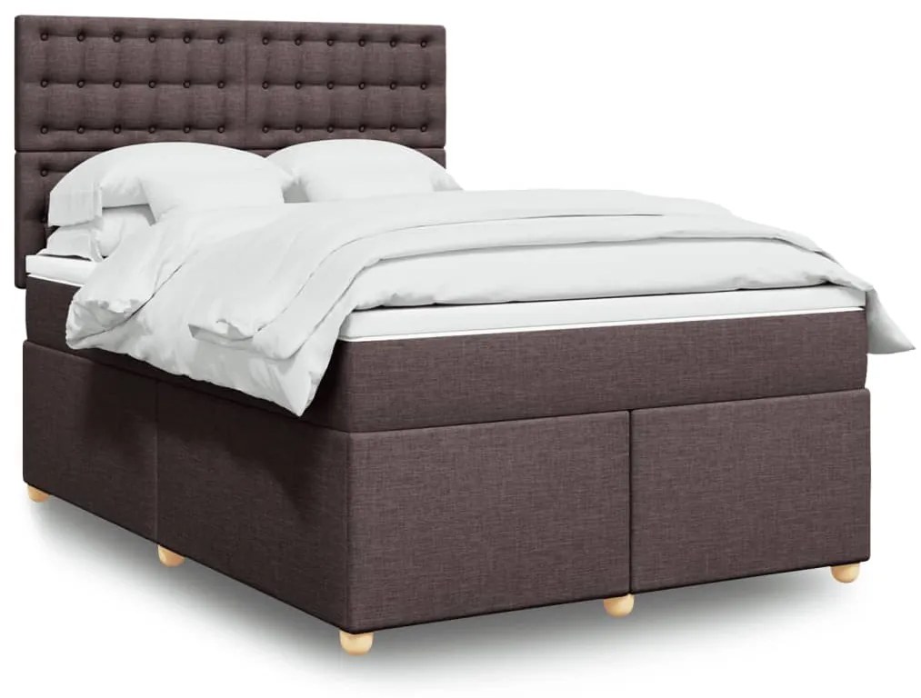 Box spring postel s matrací tmavě hnědá 140x190 cm textil 3291292