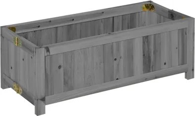 Outsunny Skládací zahradní vyvýšený záhon z masivního dřeva, zvýšený záhon 70 x 30 x 25 cm pro zahradu, balkon, terasu, šedý