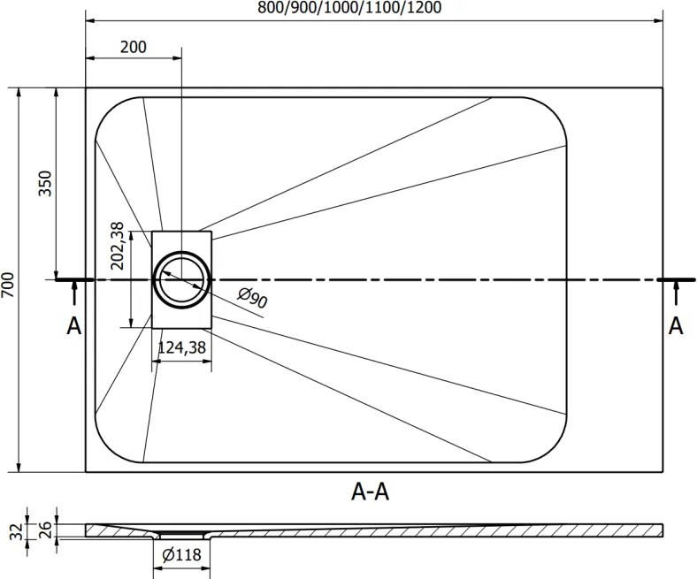 Mexen Hugo, SMC obdélníková sprchová vanička 110 x 70 cm, bílá, 42107011