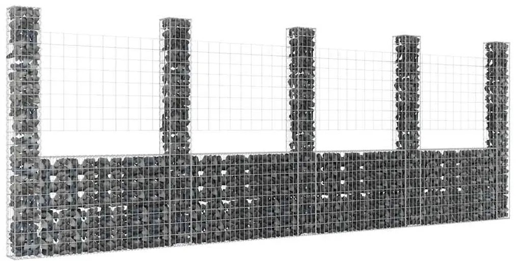 Gabionový koš ve tvaru U s 5 sloupky železo 500 x 20 x 200 cm 151292