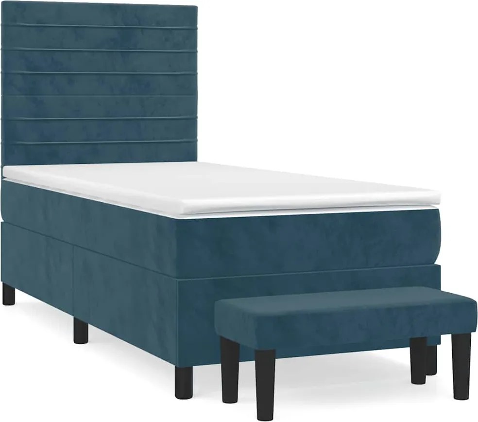 Box spring postel s matrací tmavě modrá 90x200 cm samet 3137885