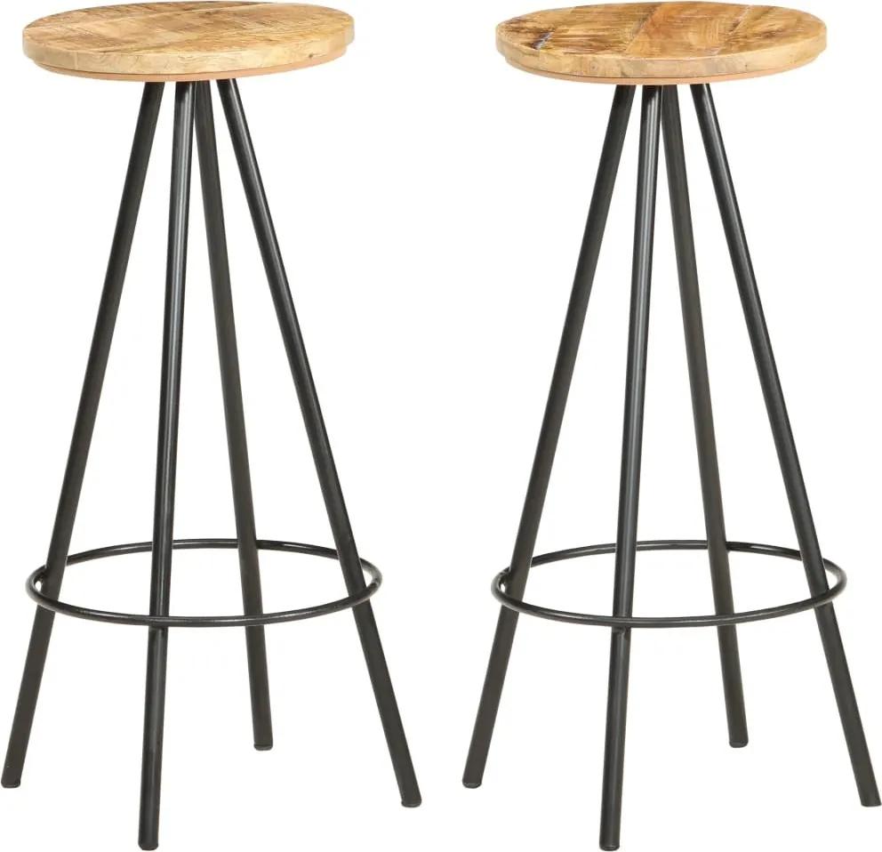 vidaXL Barové stoličky 2 ks hrubé mangovníkové dřevo [286614]