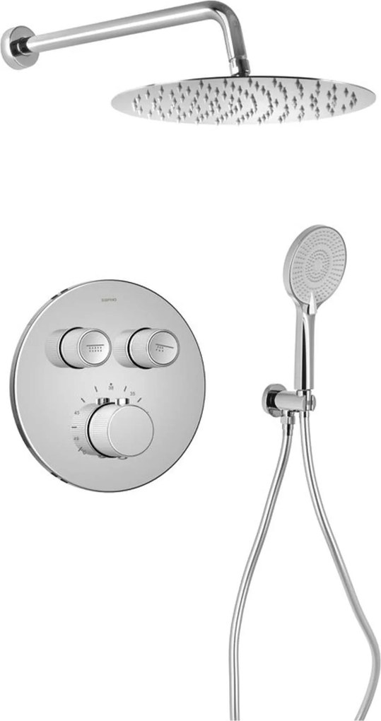 Sapho Smart Select - Sprchový set s termostatem pod omítku, s tělesem, 30x30 cm, chrom RP032-01