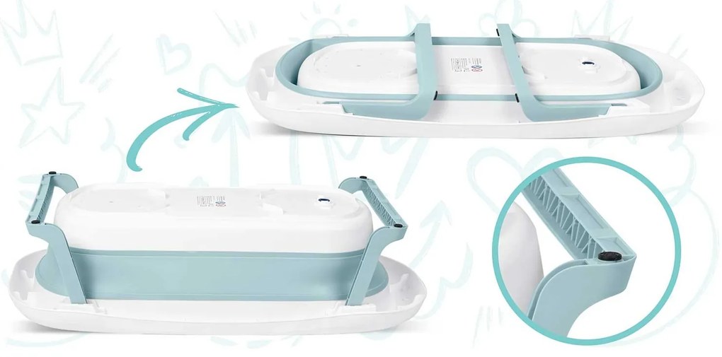 Ricokids Dětská vanička s teploměrem RK-282 bílá a modrá