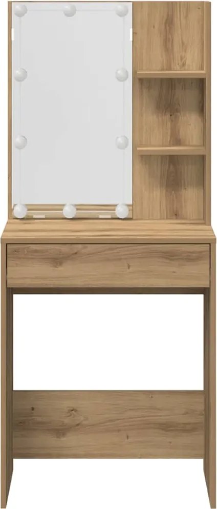 sada toaletního stolku s LED dub artisan kompozitní dřevo 3329182