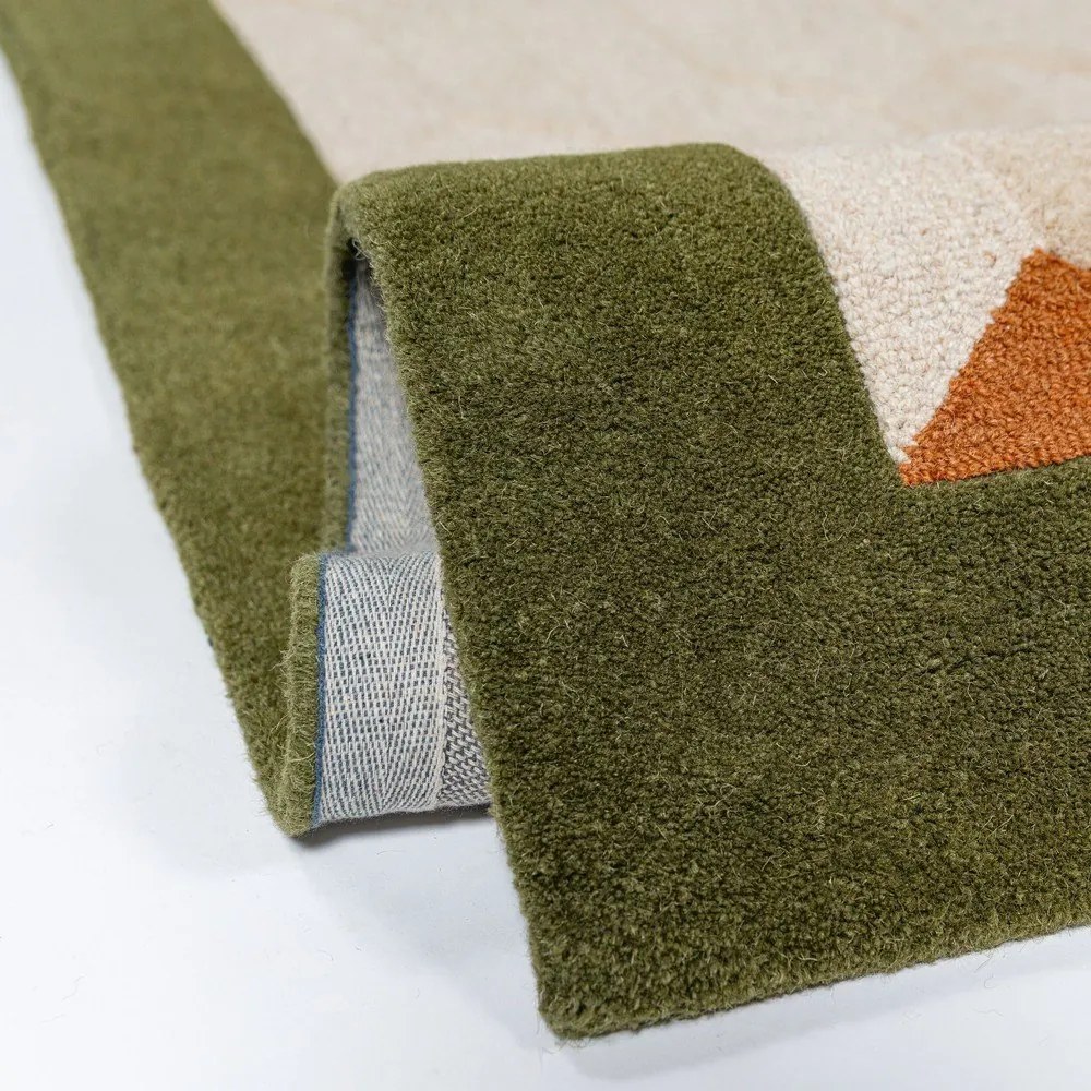 Zelený/v přírodní barvě ručně tkaný vlněný koberec 200x290 cm Apex Border Wool – Flair Rugs