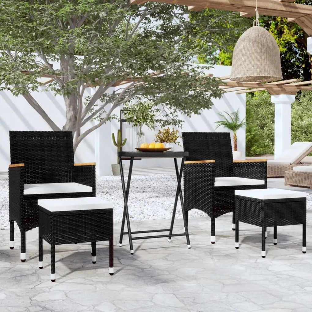 Fionshop 262843573 5dílný zahradní bistro set polyratan a tvrzené sklo če