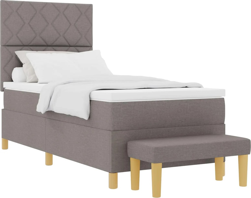 Postel s boxspringem s čelo Taupe 100 x 200 cm textil 3344356