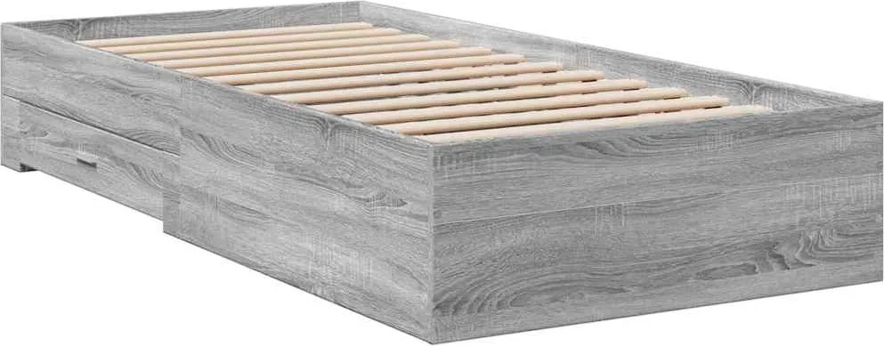 Rám postele se zásuvkami šedý sonoma 75x190 cm kompozitní dřevo 3280445