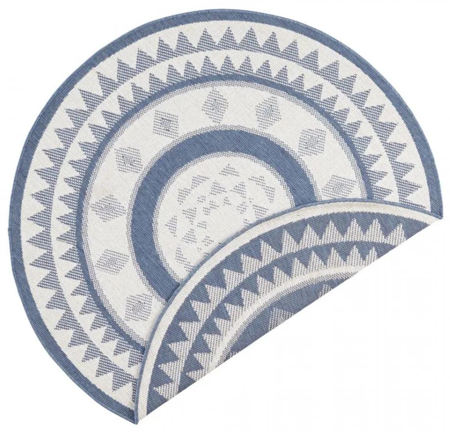 Hans Home | Kusový koberec Twin Supreme 103414 Jamaica blue creme kruh – na ven i na doma - 200x200 (průměr) kruh