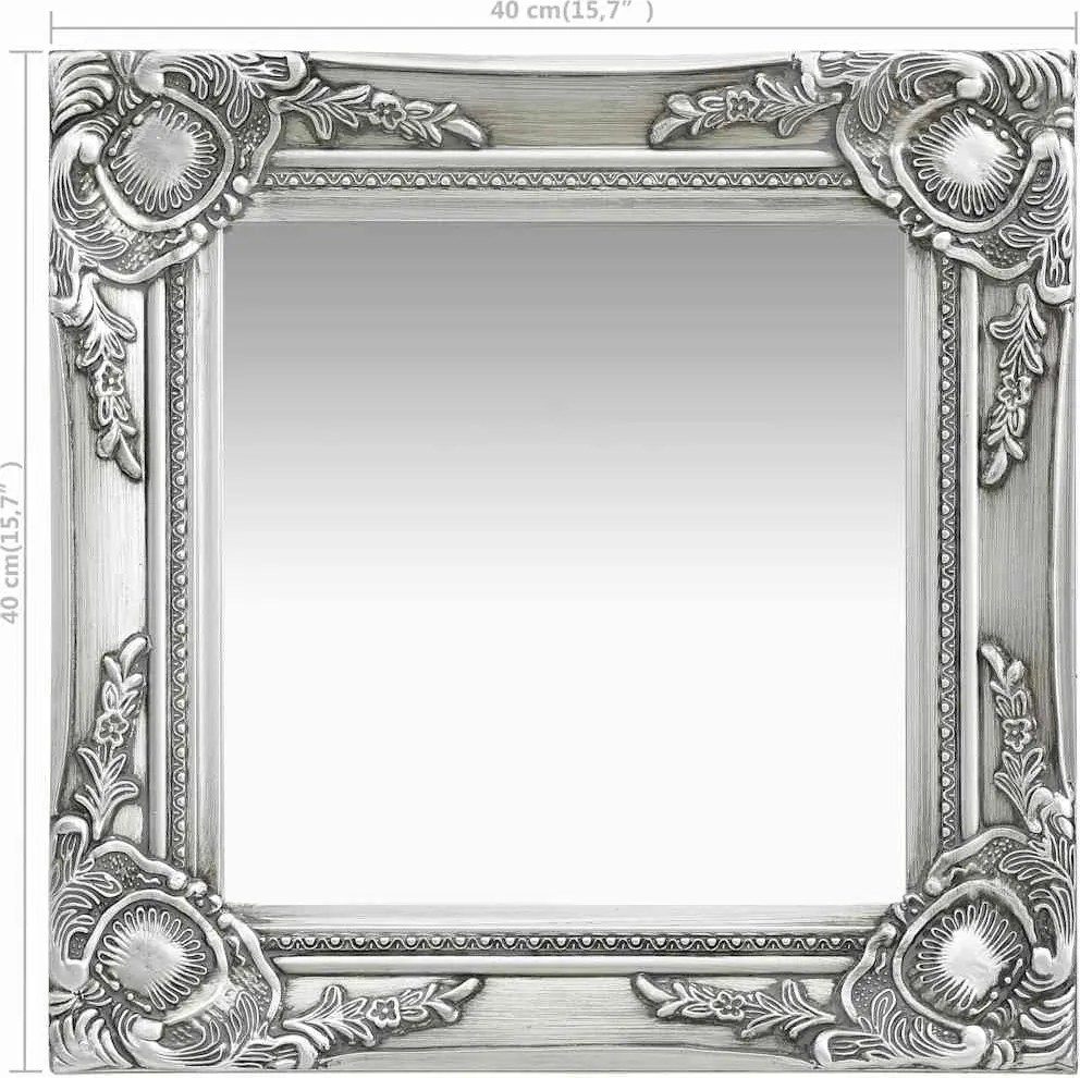Nástěnné zrcadlo barokní styl 40 x 40 cm stříbrné 320306