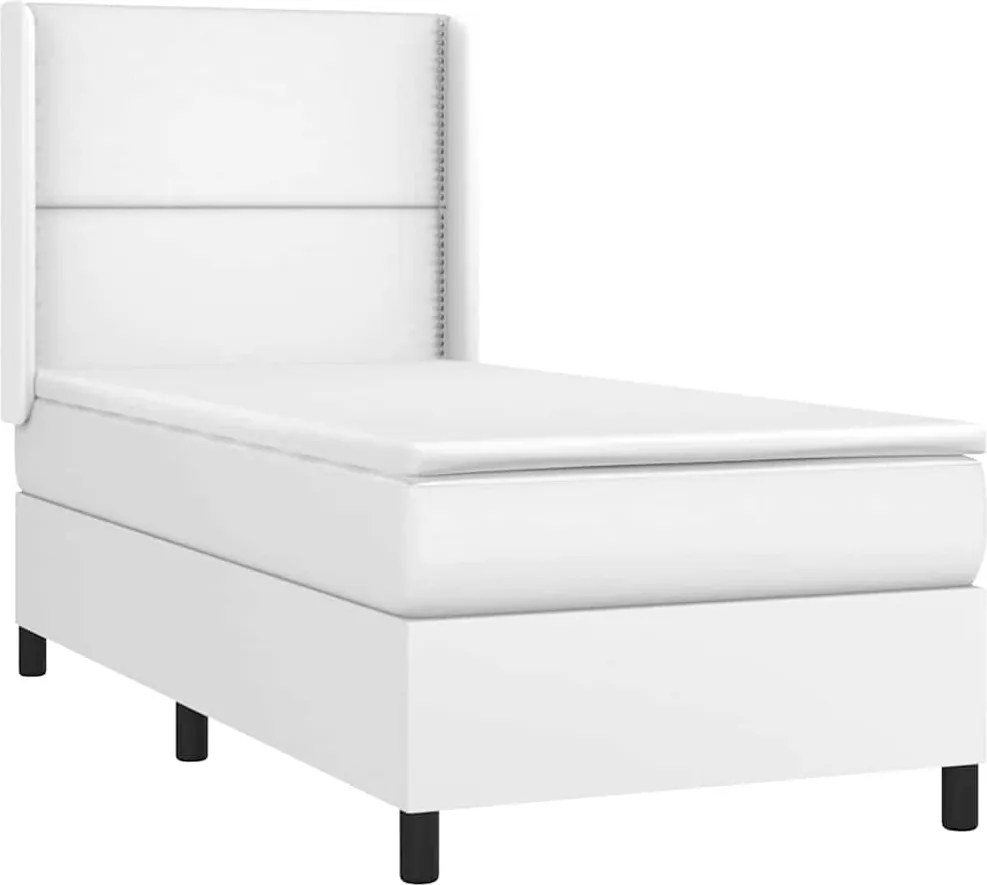 Box spring postel s matrací bílá 100x200 cm umělá kůže 3132424