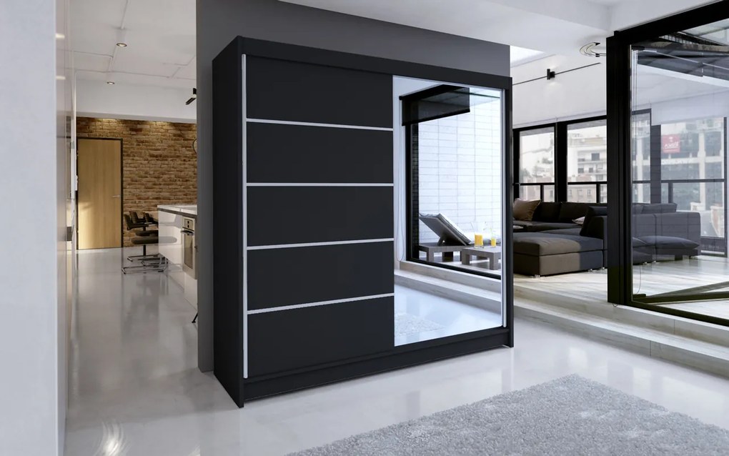 ADRK Furniture Posuvná skříň s zrcadlem CARO 180 ADRK-SW-CAR-B-180