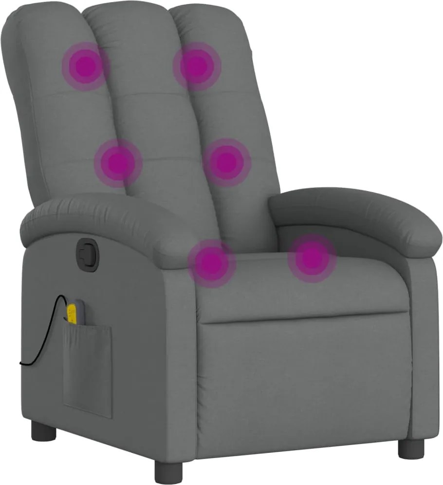 Masážní křeslo s polohovacím mechanismem, tmavě šedé, látkové 3205385
