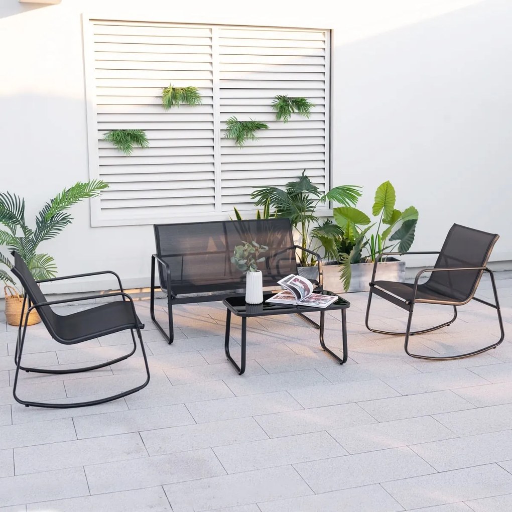 Costway 4-dílný. Gartenmöbel Set mit Sanfter Schaukelbewegung Sitzgruppe für 4