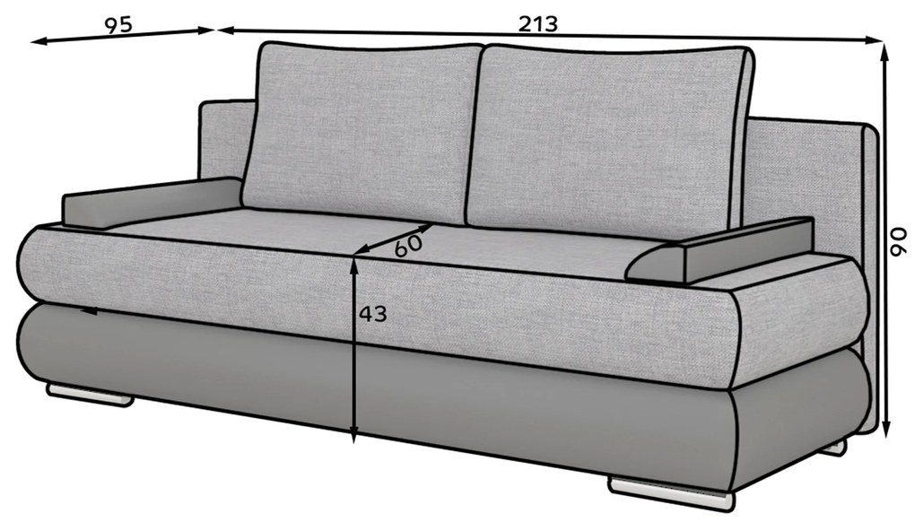 Eltap Rozkládací pohovka Milo Materiál a barva potahu: Soro 93, Soro 83 - tmavě šedá