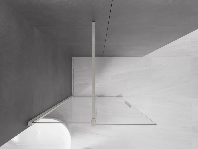 Mexen Velar, sprchová zástěna s posuvnými dveřmi Walk-in 120 x 200 cm, 8mm čiré sklo, broušená ocel, 871-120-000-03-97