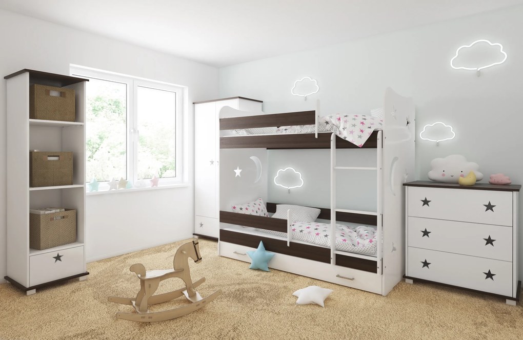 BabyBeds Dětská patrová postel STARS II 180x80 Barevné provedení: Modrá, Úložný prostor: Ne, bez úložného prostoru