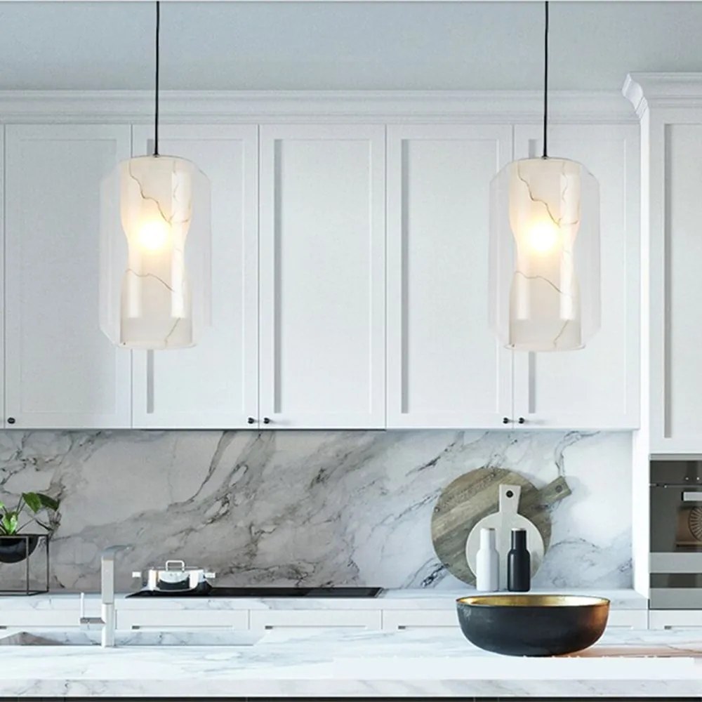 Toolight - závěsné svítidlo MARBLE E27 60W APP909-1CP, mramorový efekt, OSW-06675