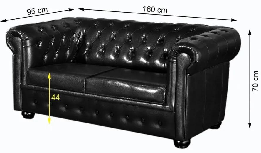 Askont Chesterfield Bis: Pohovka 2M antique black s puncy