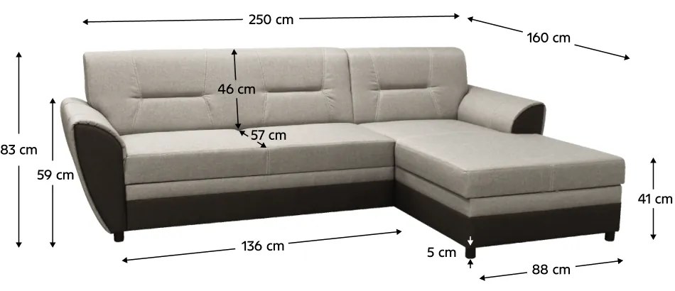 Kondela Rozkládací sedací souprava, hnědá/béžovošedá taupe, pravá, SEVARD ROH