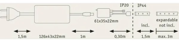 Paulmann 70623 - LED/10W IP44 Stm. koupel. pásek MAXLED 1,5 m 2700-6500K 230V+DO