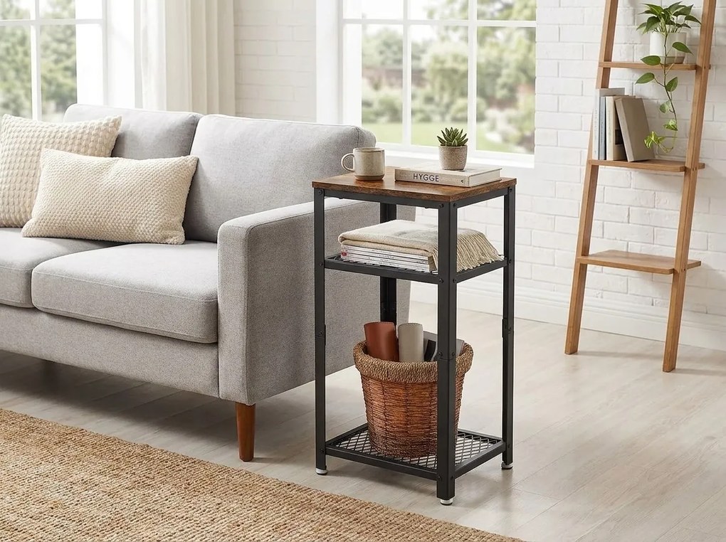 Odkládací stolek ZENVIRO 40 x 30 cm, hnědá/šedá