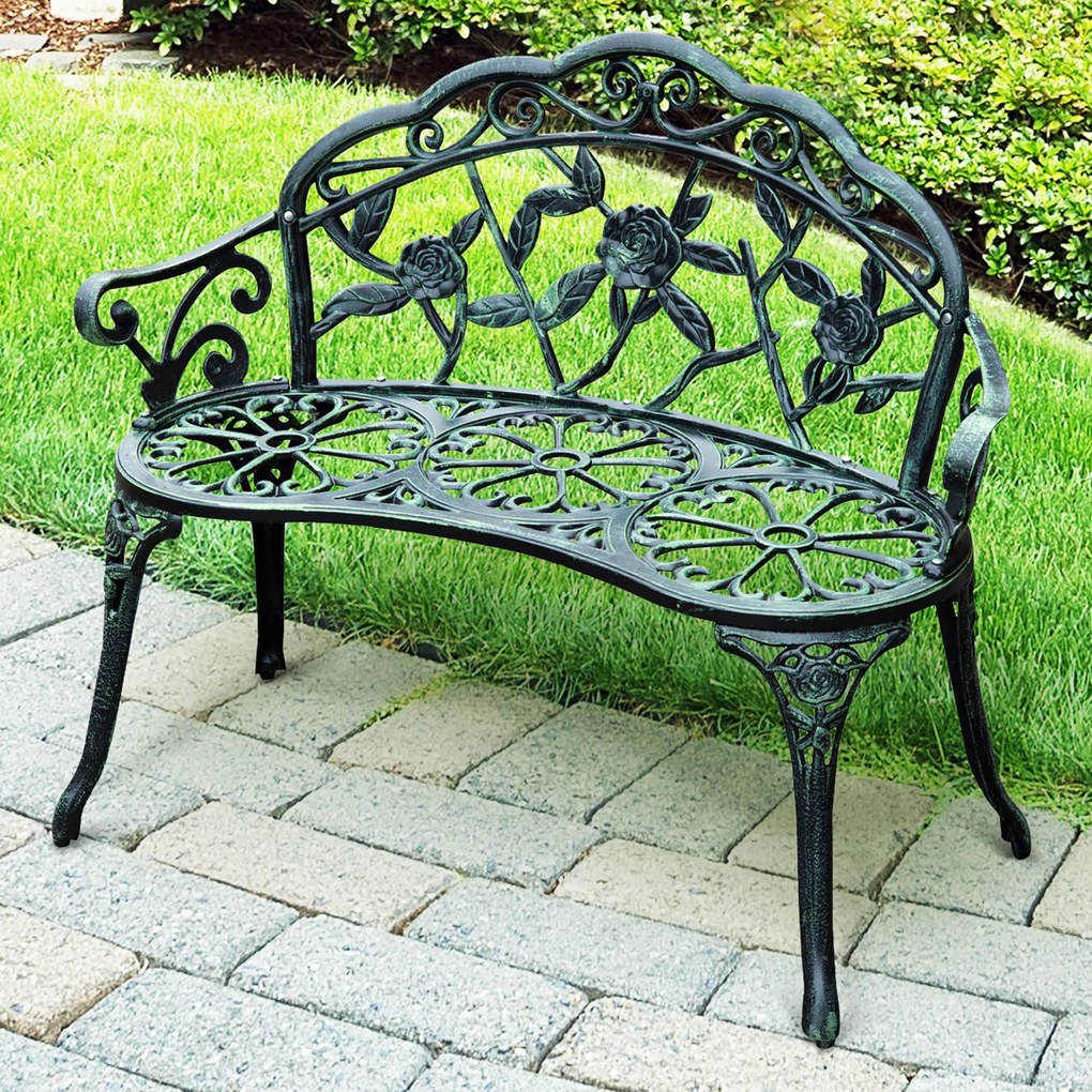 Outsunny zahradní lavička parková lavička zahradní nábytek 2místná kovová 100 x 54 x 78 cm