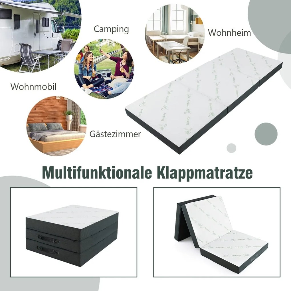 Costway Skládací matrace 193 × 80 × 10 cm, bílo-šedá