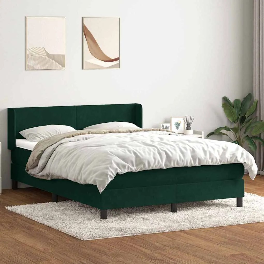 Box spring postel s matrací tmavě zelená 160x220 cm samet 3317994