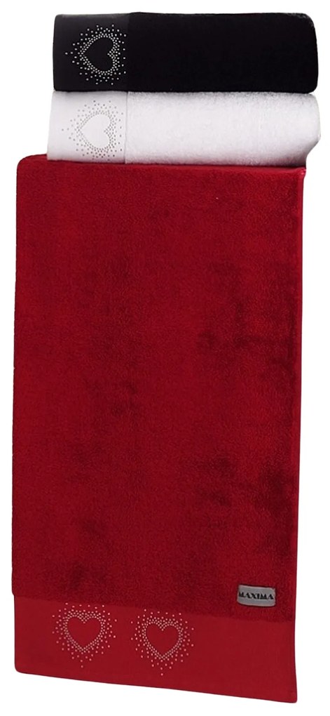 Ariatex Bambusový ručník Srdíčka vínový 50x90 cm
