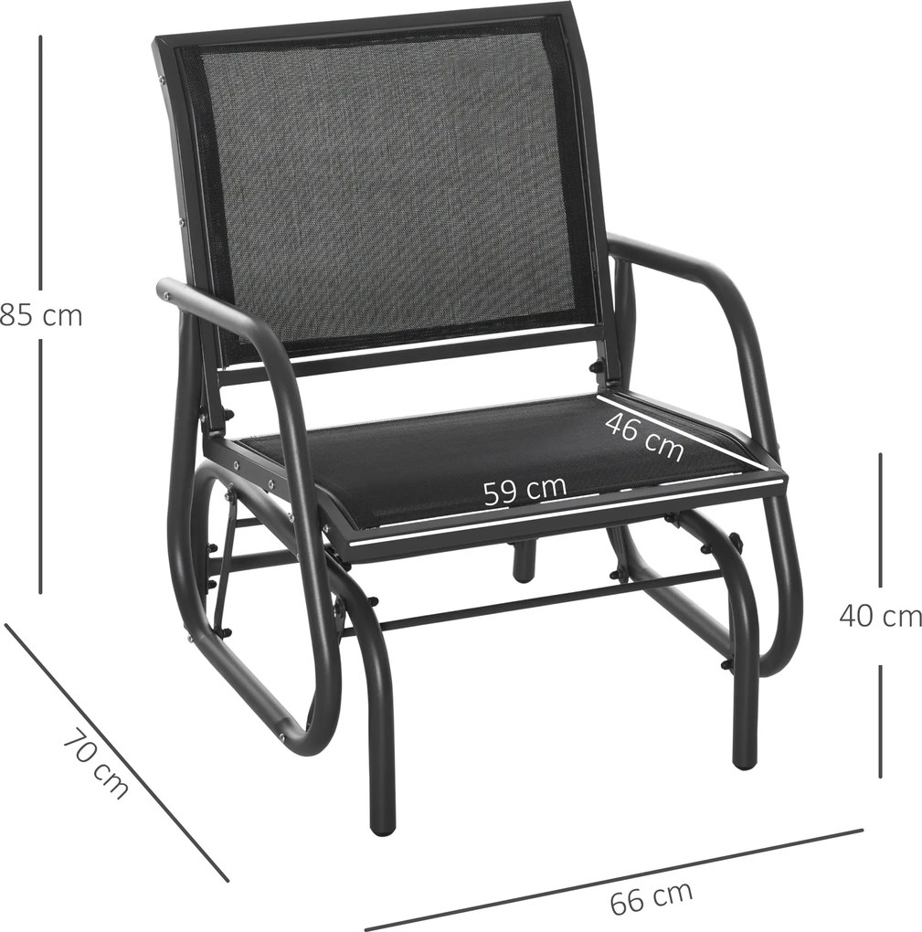 Outsunny Houpací křeslo Zahradní křeslo z kovu Houpací křeslo s područkami Opěrka zad Zahradní houpačka s nosností do 120 kg Venkovní relaxační křesl…