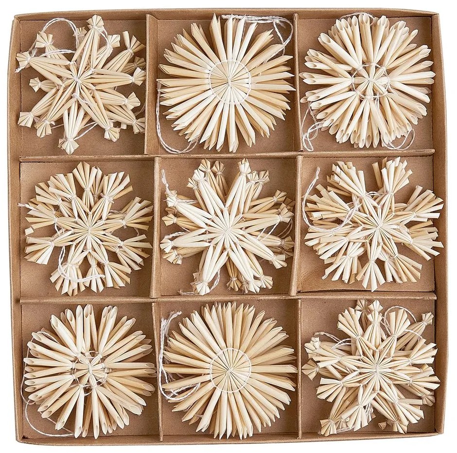 X-MAS Slaměné ozdoby 36 ks 6 cm - bílá