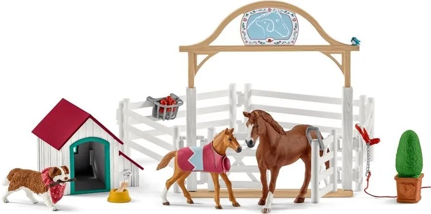 Set figurek a příslušenství schleich hostující koně, hannah s fenkou ruby 42458