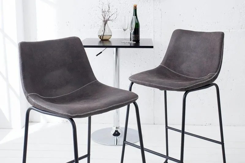 Deflee barová židle DJANGO GREY BZ38110mikrovlákno,  kovová základna  49 cm x 97 cm x 53 cm