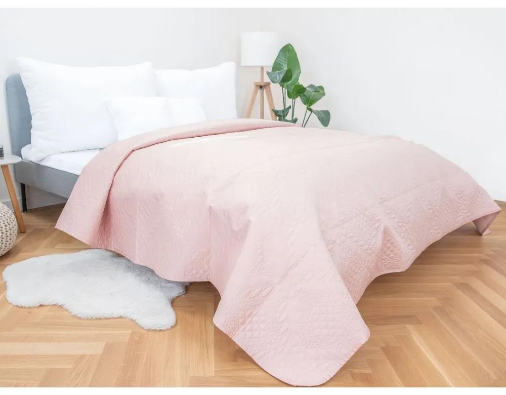 ERVI PLAS Luxusní přehoz na postel – Amadeo pudrový 220 × 240 cm