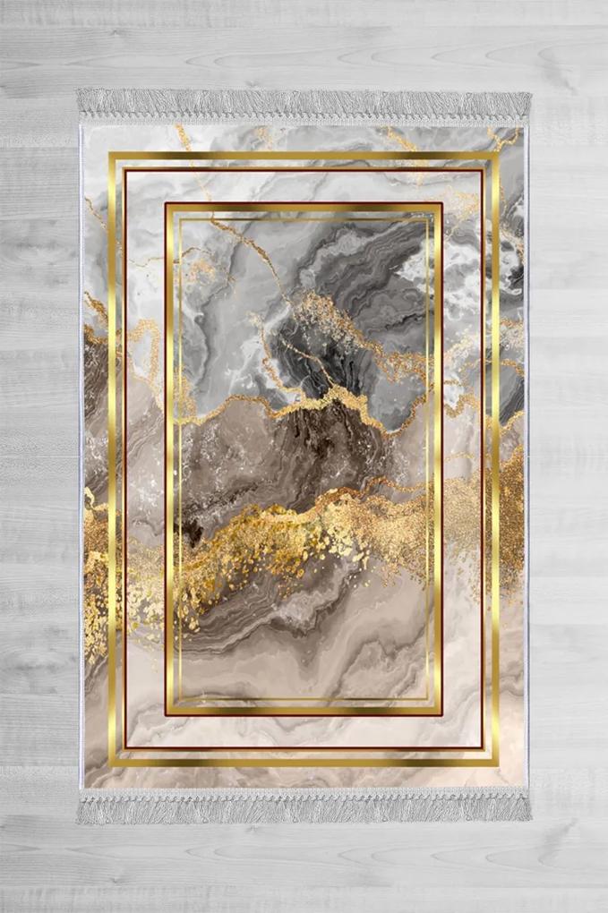 Koberec Marble Frame 80x200 cm šedý/zlatý