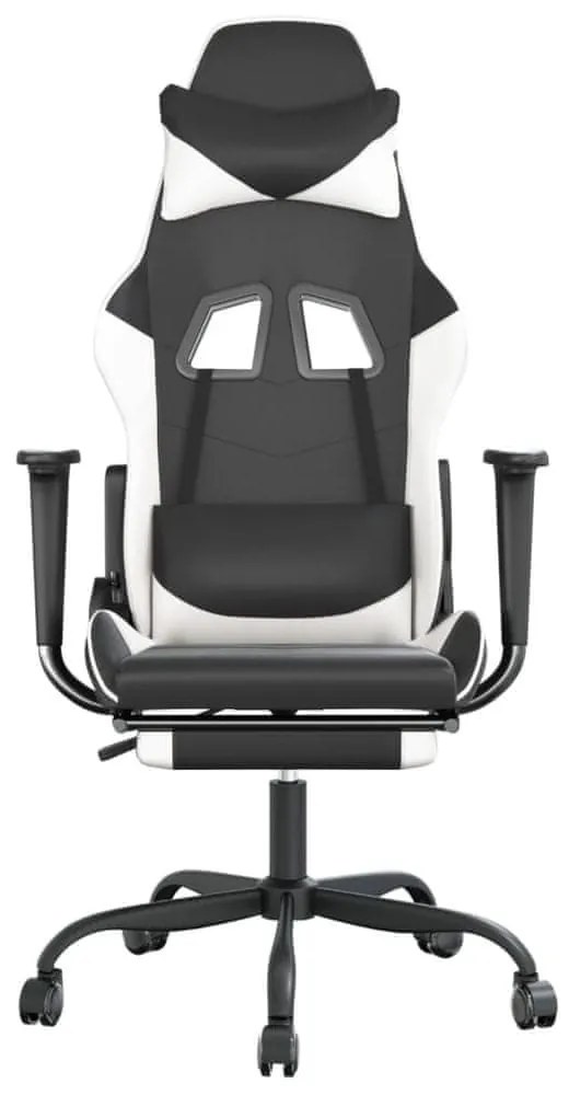 Petromila Herní židle s podnožkou černá a bílá umělá kůže