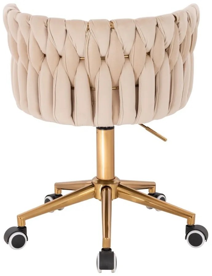 LuxuryForm DESIGN Otočná židle LYON VELUR na zlaté podstavě s kolečky - krémová