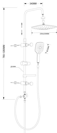 Aqualine - Sprchová sada KERA matná černá